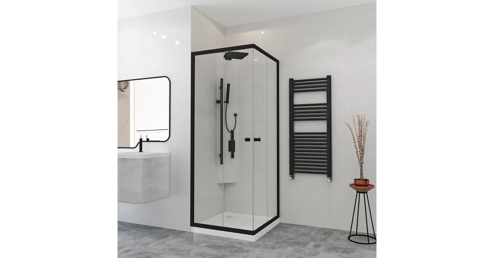 Sanica Orbit fekete szögletes zuhanykabin 80x80 - Sanica - Sanica Webáruház